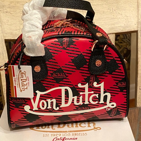 Von Dutch | Bags | Von Dutch Buffalo Plaid Bowling Ball Satchel ...